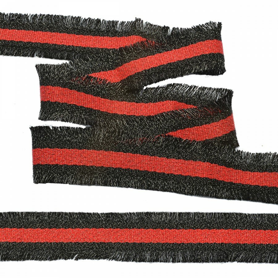 Тесьма TBY с бахромой TBYF05 шир.30мм цв. красный/черный уп.13,71м