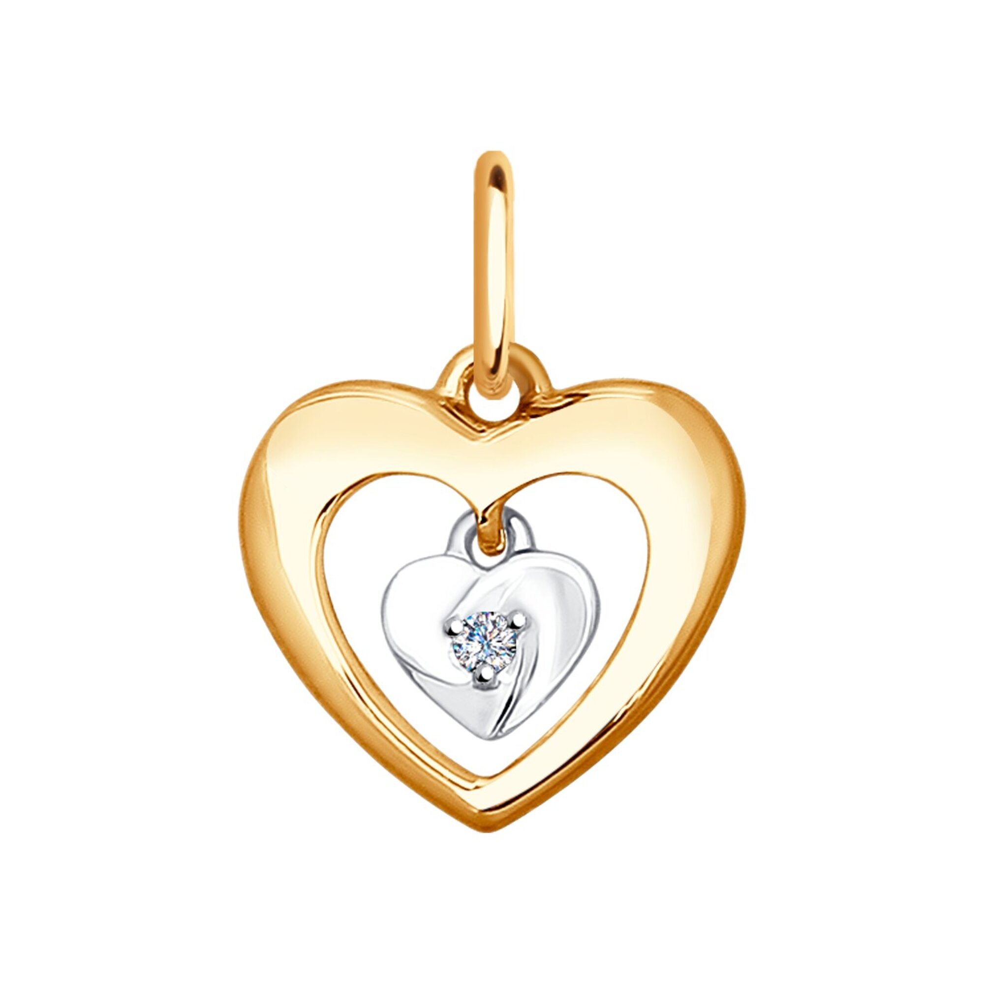 Подвеска, красное золото, 585 проба, бриллиант