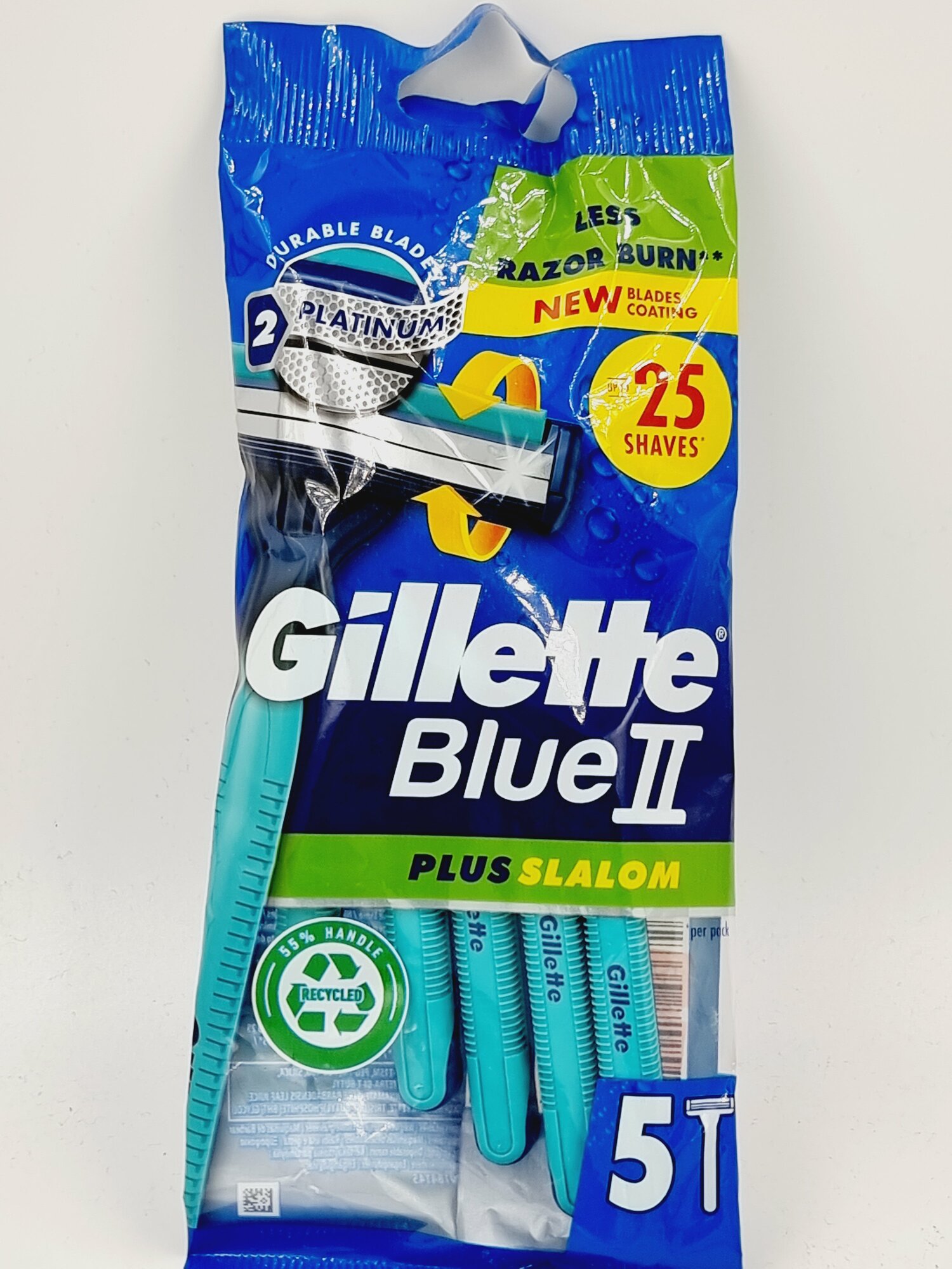 Gillette Мужские одноразовые бритвы Blue II Plus Slalom 5 шт. (Германия)