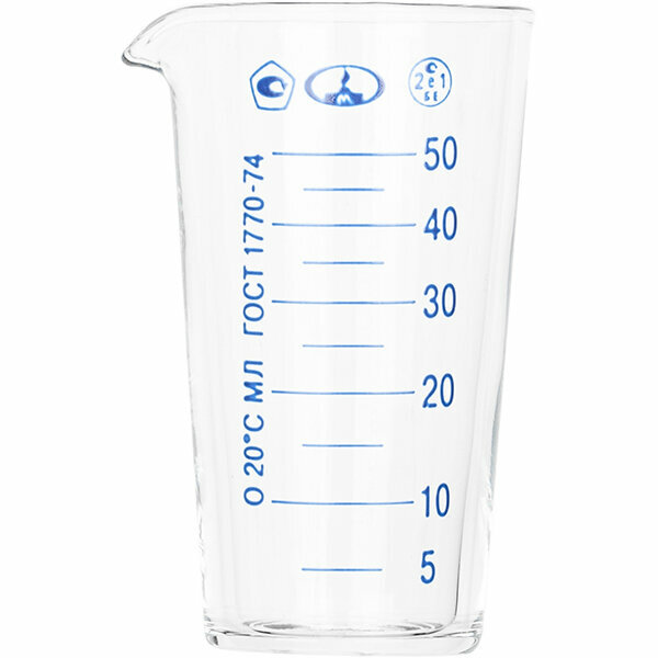 Мензурка MMD ТУ ГОСТ-1770-74, 50 мл, 45х45х85 мм, стекло, прозрачный