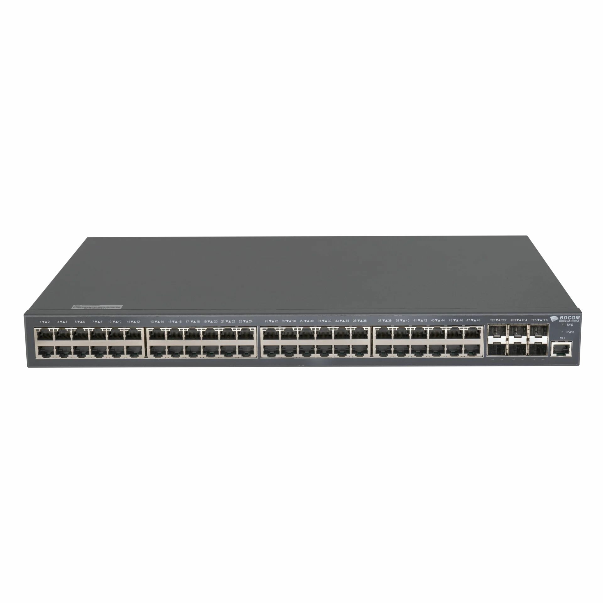 Управляемый коммутатор уровня 3 BDCOM S2900-48T6X, 48x 10/100/1000Base-T, 6x 1/10GE SFP+, 220VAC