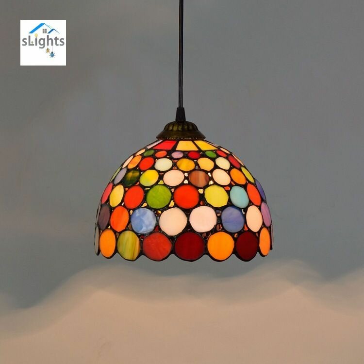 Светильник подвесной-sLights Тиффани витраж ретро арт красочная люстра-20CM
