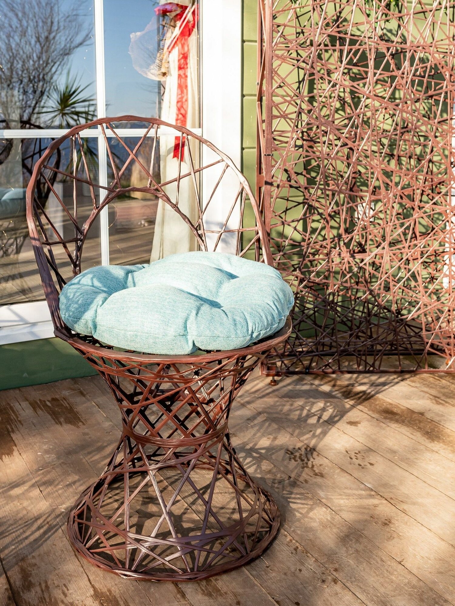 Кресло белое садовое плетёное из ротанга для дома и дачи, Ajurio
