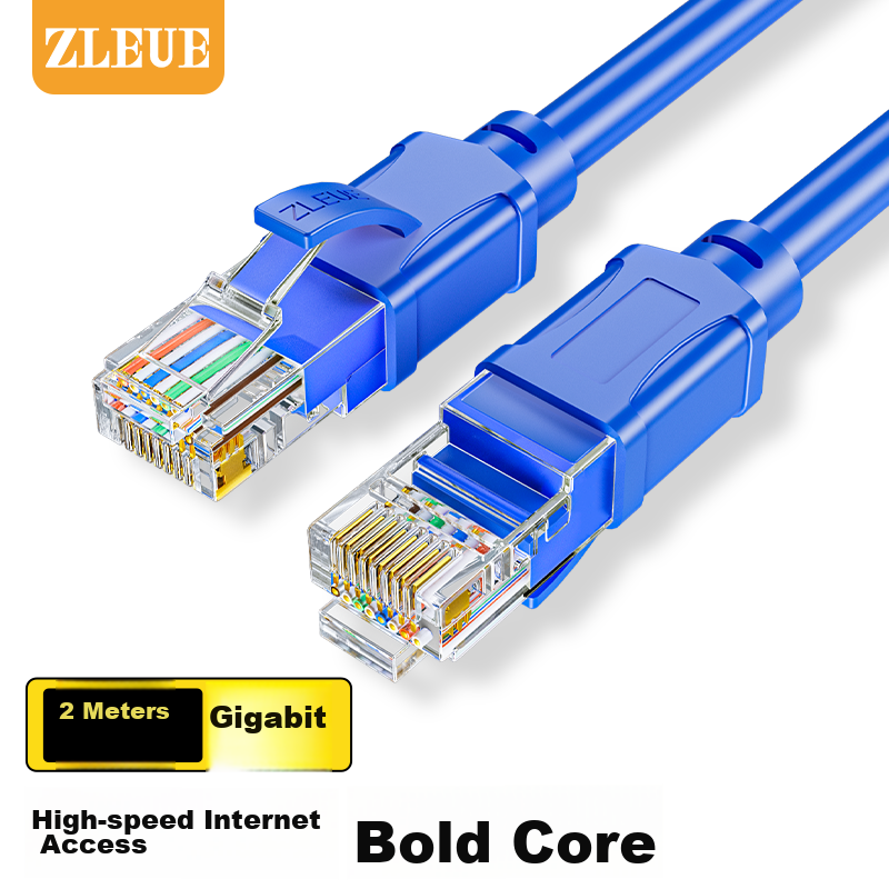 CAT5e High-Speed Gigabit Ethernet Cable, 2 Meters, for Engineering, Renovation, Broadband, Computer, Home Connection, Patch Cord, Finished Cable, Blue, ZL-5020BL