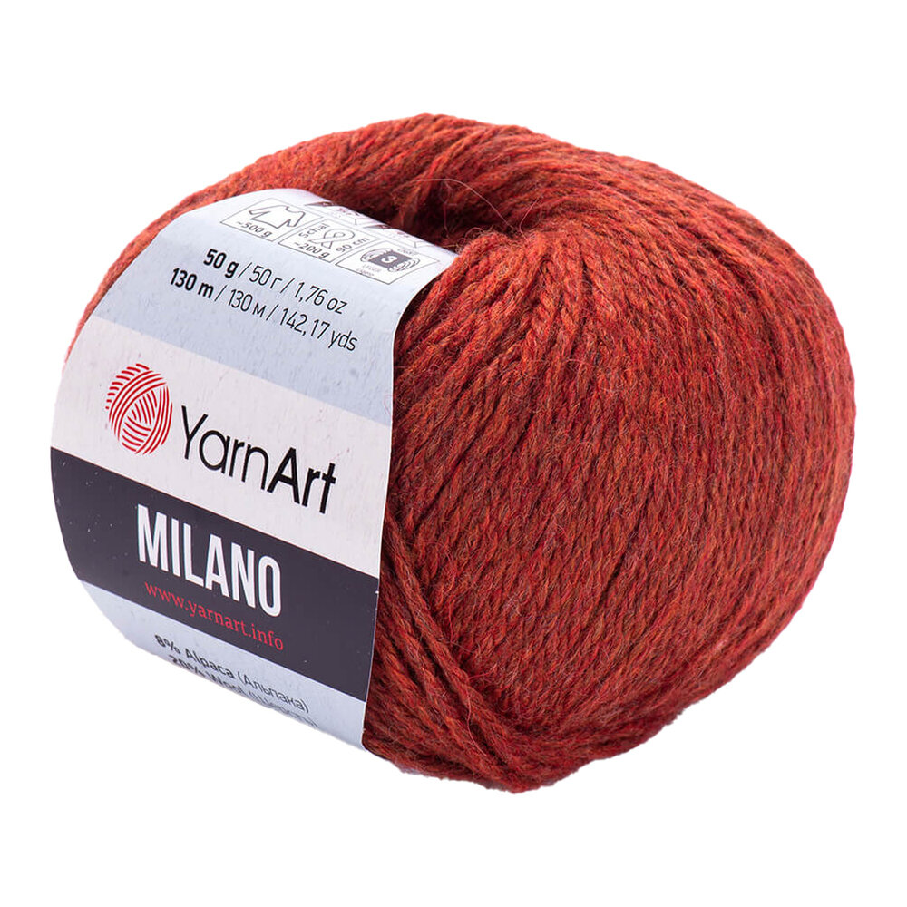Пряжа для вязания YarnArt Milano 857 терракот 50 гр/130 м 8% альпака, 20% шерсть, 8% вискоза, 64% акрил