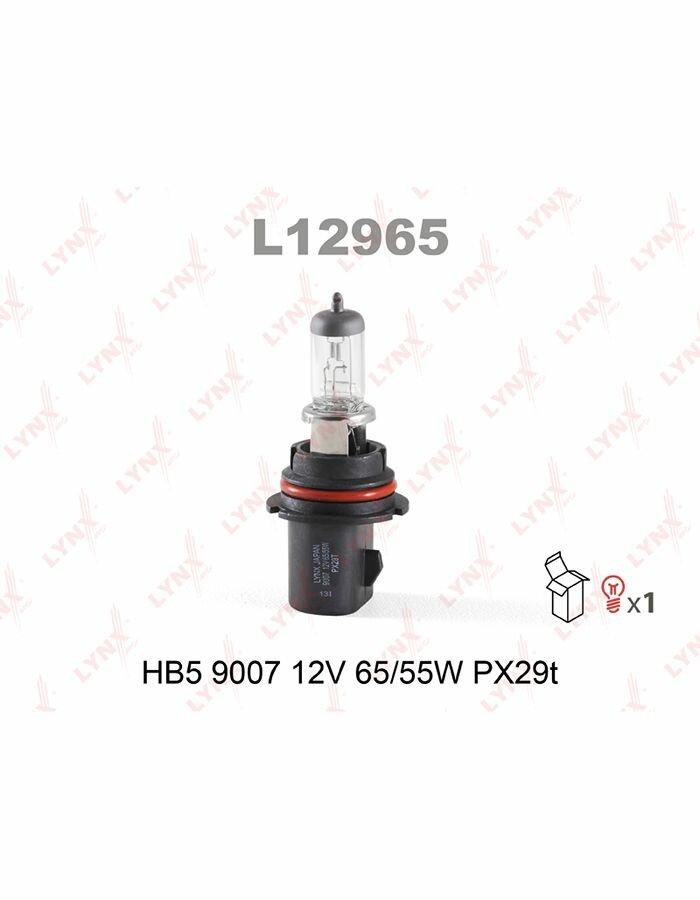 Лампа 12V HB5 65/55W PX29t LYNXauto 9007 1 шт. L12965