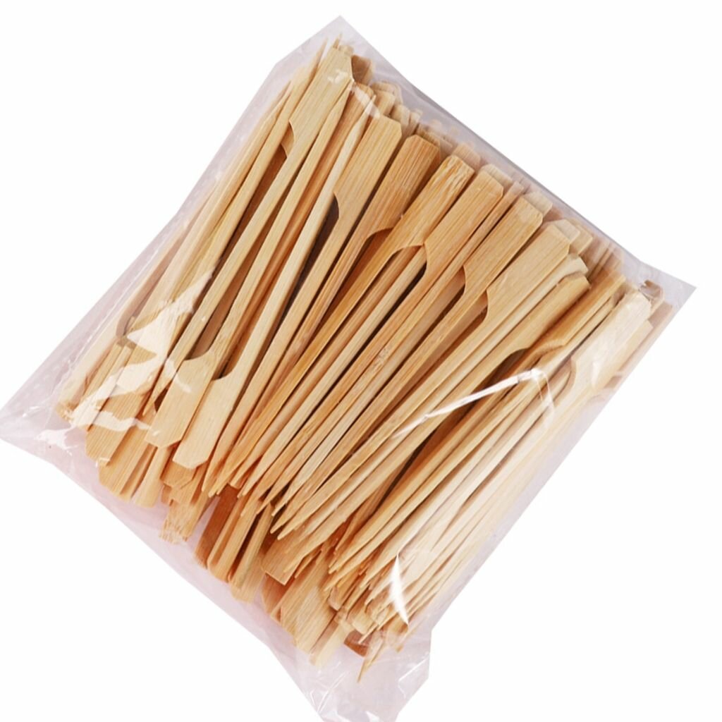 Инструменты для приготовления барбекю, Деревянные шпажки с ручкой для шашлыка - 12 см, 100 шт.