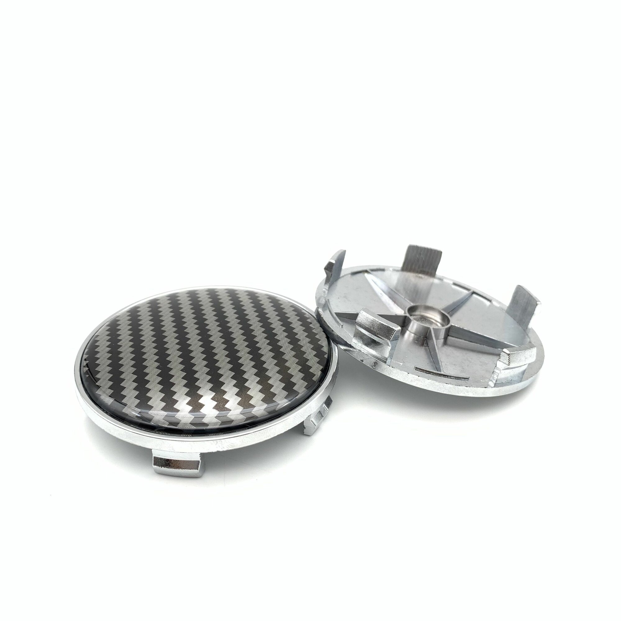 Колпачки заглушки на литые диски Универсальное углеродное волокно 69/65/14 мм 4 шт.