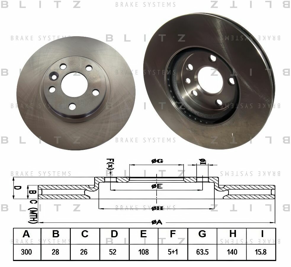Диск тормозной передний вент. для Ленд Ровер Фрилендер 2, Рейндж Ровер Евок, Вольво S60 2, S80 2 BS0340 BLITZ