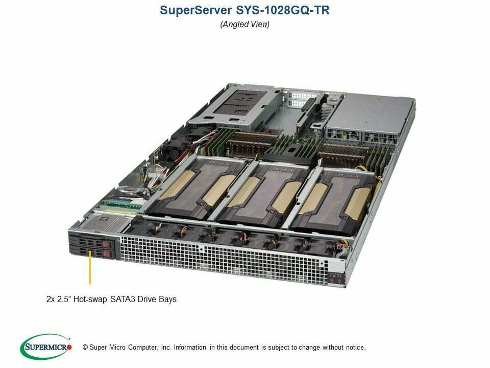 Серверная платформа Supermicro SYS-1028GQ-TR 1U 2xLGA2011 iC612, 16xDDR4, 4x2.5" HDD, 2xGbE, IPMI, 2x2000W