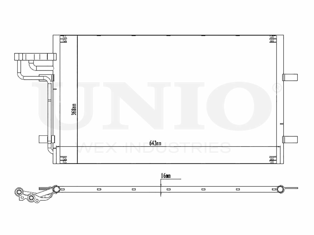 Радиатор кондиционера, для Форд Фокус I, II 04-, Симакс 07-, 03-, Ford Focus C-Max 03- артикул RAD-30002 производителя UNIO