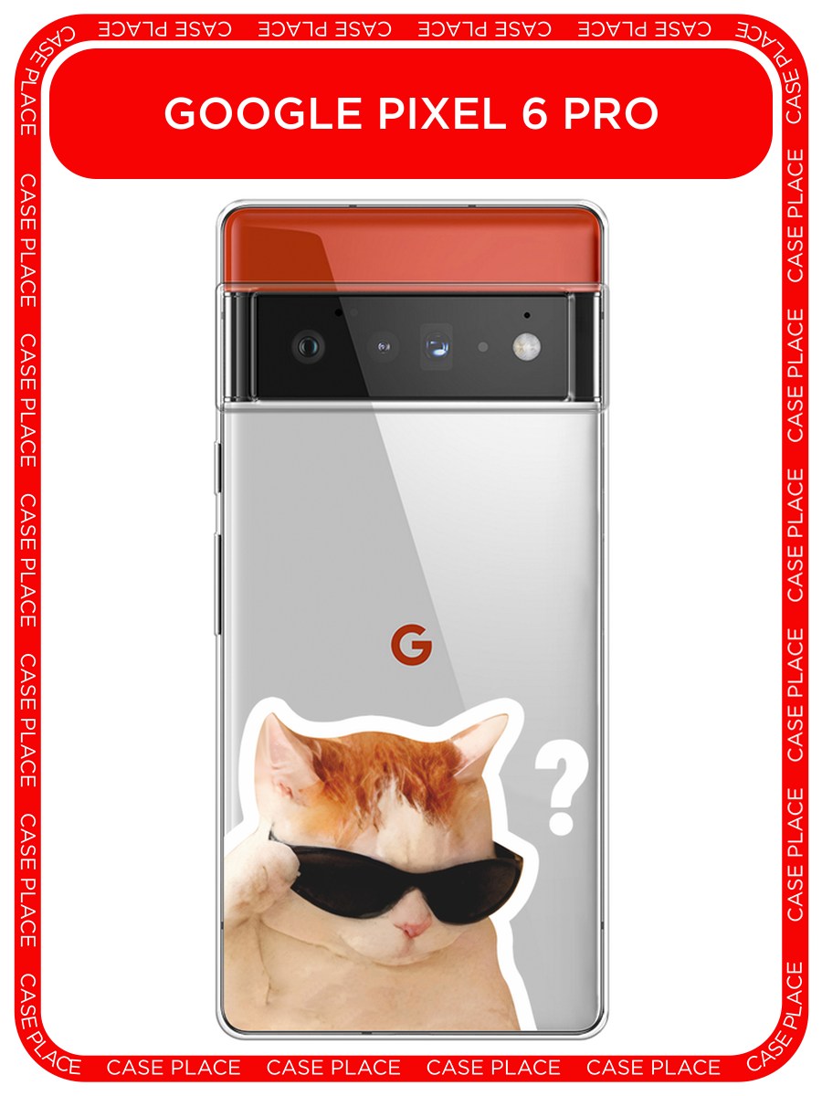 Чехол на Google Pixel 6 Pro / Гугл Пиксель 6 Pro с принтом Кот в очках, прозрачный