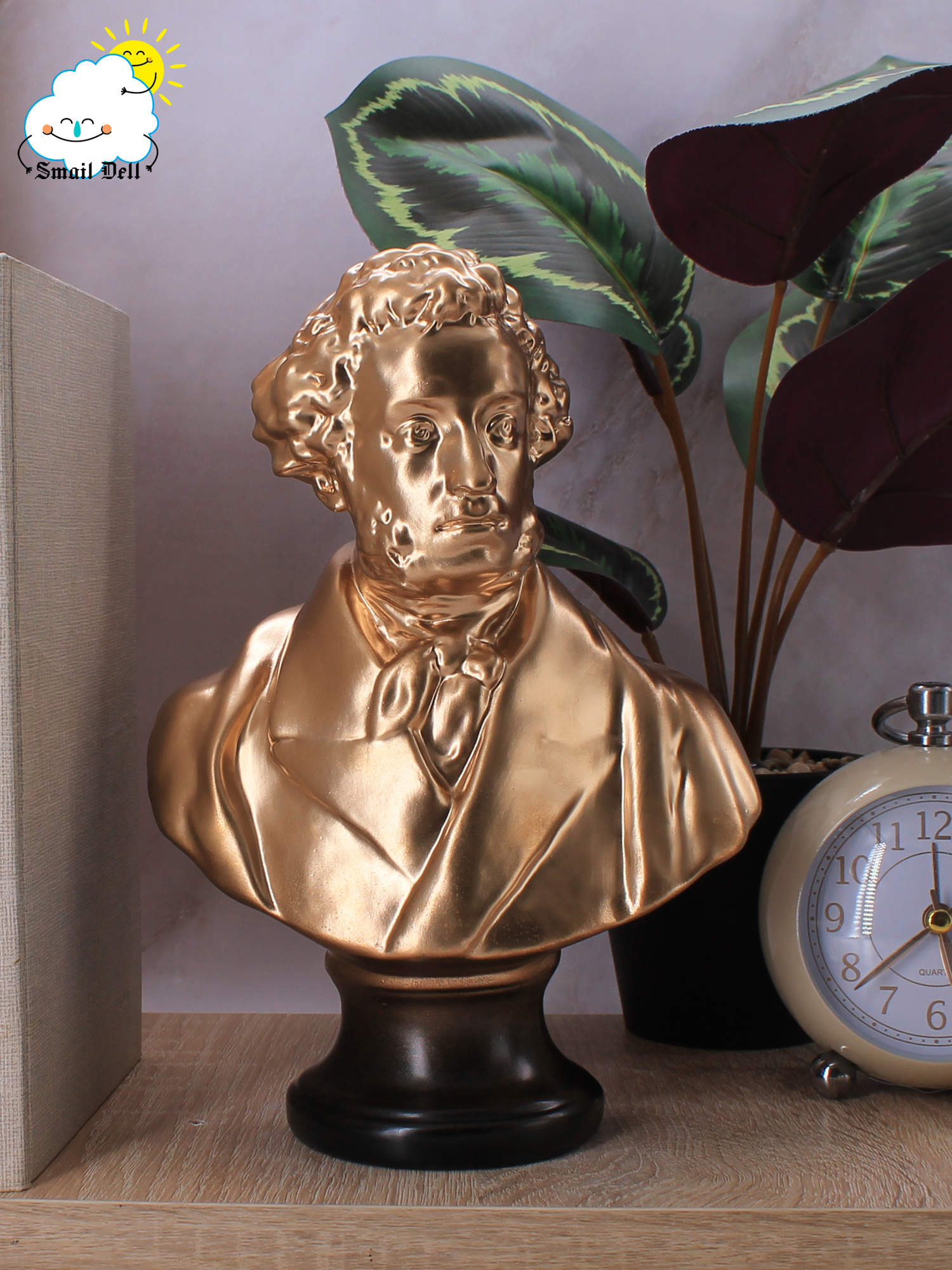 Статуэтка бюст А. С. Пушкин большой , 22 см , гипс , цвет бронза светлая