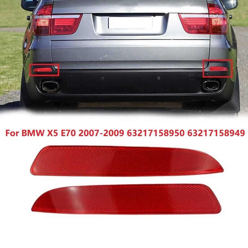 Автомобильный отражатель для правого и левого заднего бампера, красные линзы для BMW X5 E70 2007-2009 63217158949 63217158950, отражатель для бампера, 2 шт.