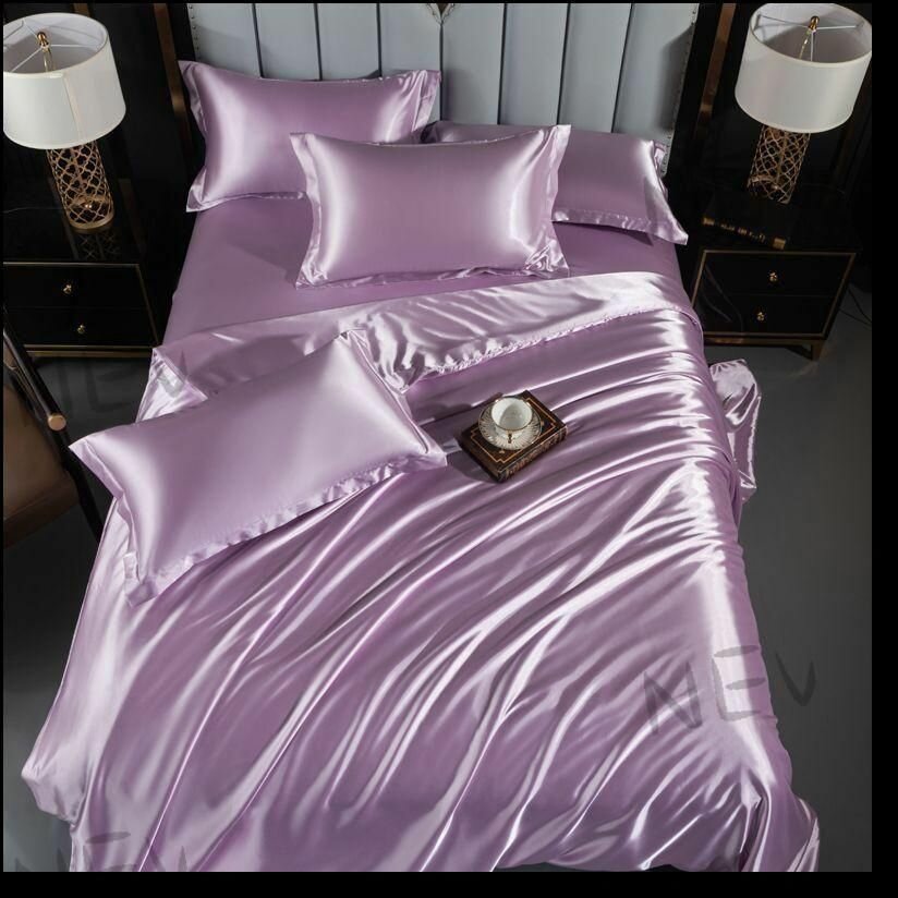 Постельное белье "Шелковые Ткани", 1-спальная, шелковый, сиреневый