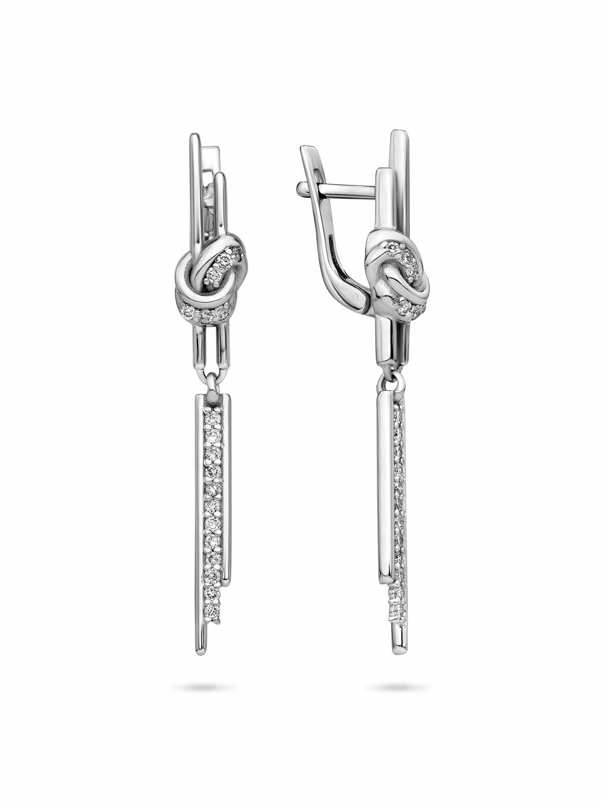 Серьги, белое золото, 585 проба, родирование, бриллиант