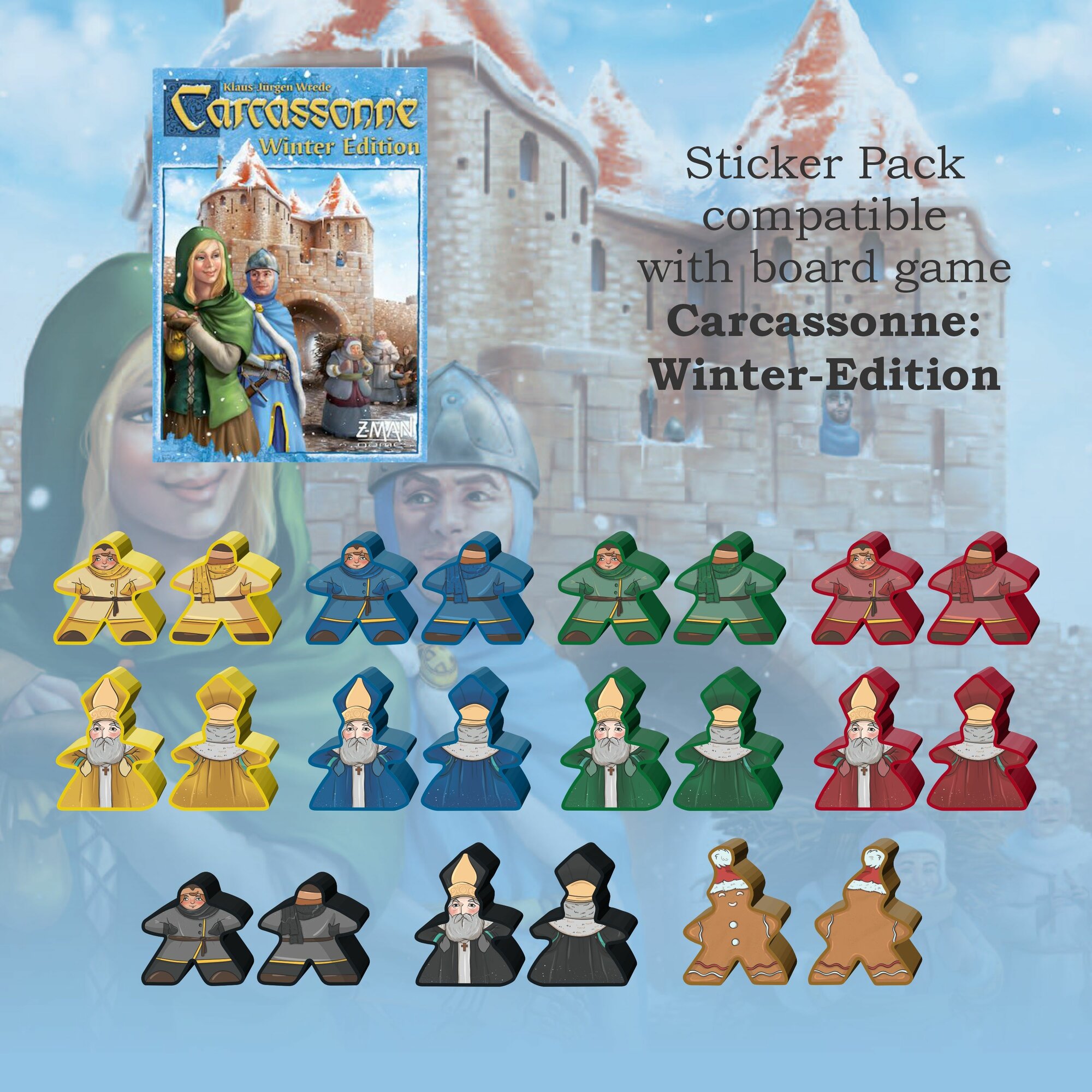 Стикерпак для настольной игры Carcassonne: Winter-Edition (Каркассон. Зимний праздник)