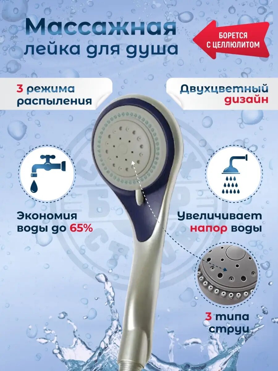 Массажная лейка для душа с 3 режимами