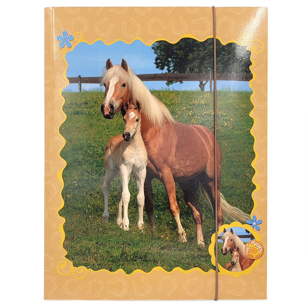 Папка картонная с резинкой , 3 клапана, А4 дизайн Лошади, Brunnen (Германия) 1 шт/уп