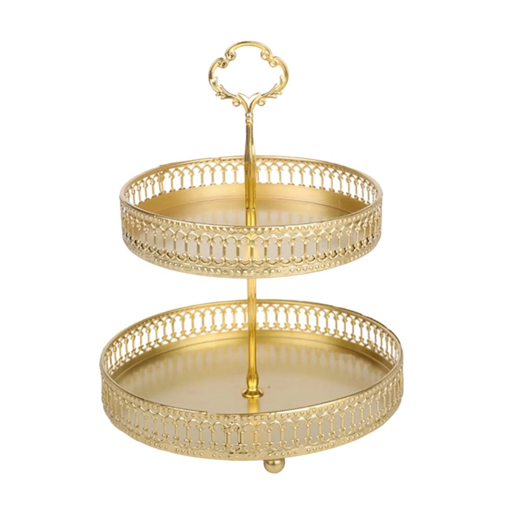 Двухслойная фруктовая тарелка из кованого железа для домашней гостиной-двойные полосы