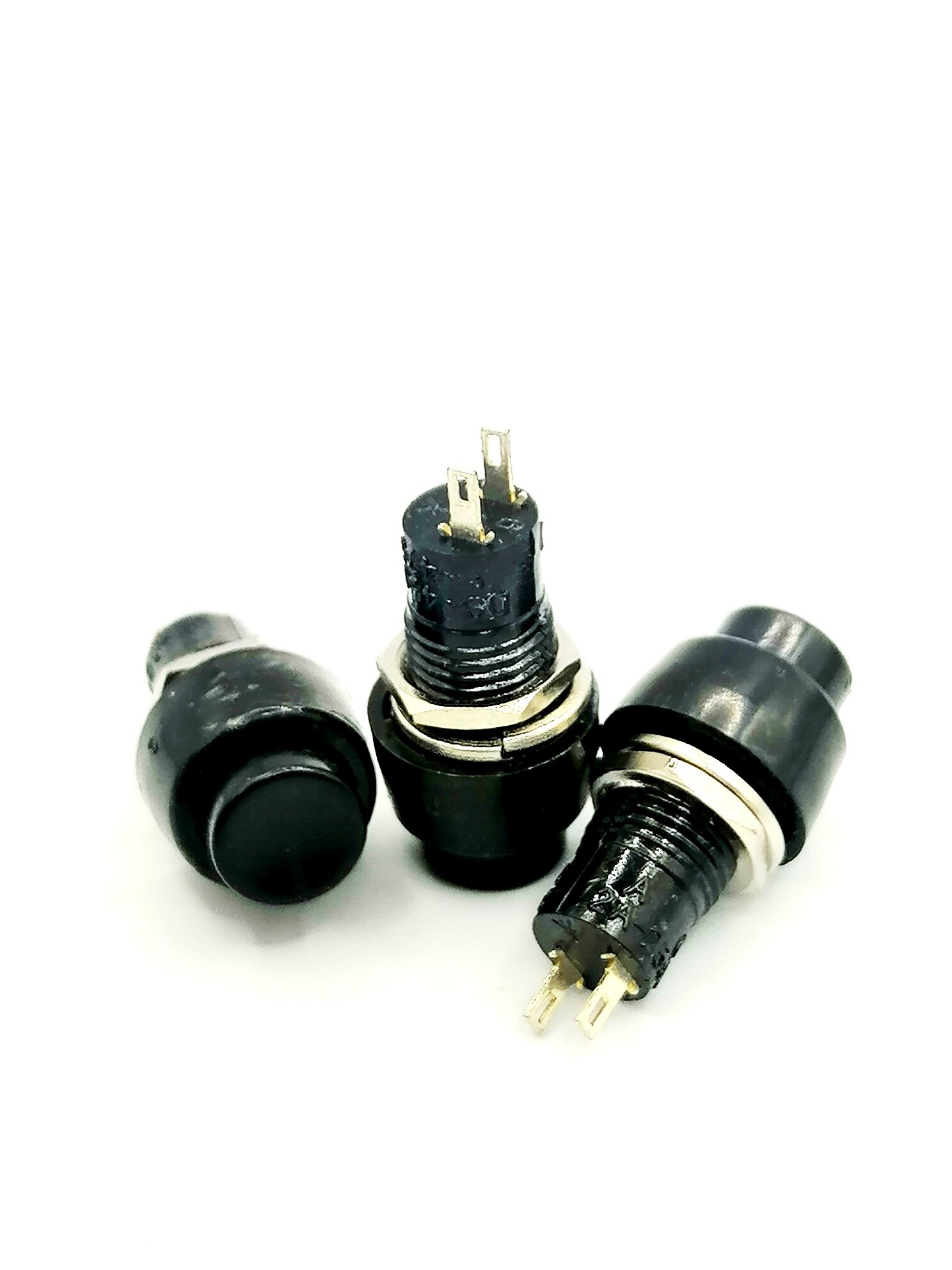 3шт Кнопка PBS-20A на блок с фиксацией 15мм черная (DS-450) 1A 250V, отверстие для монтажа 10мм