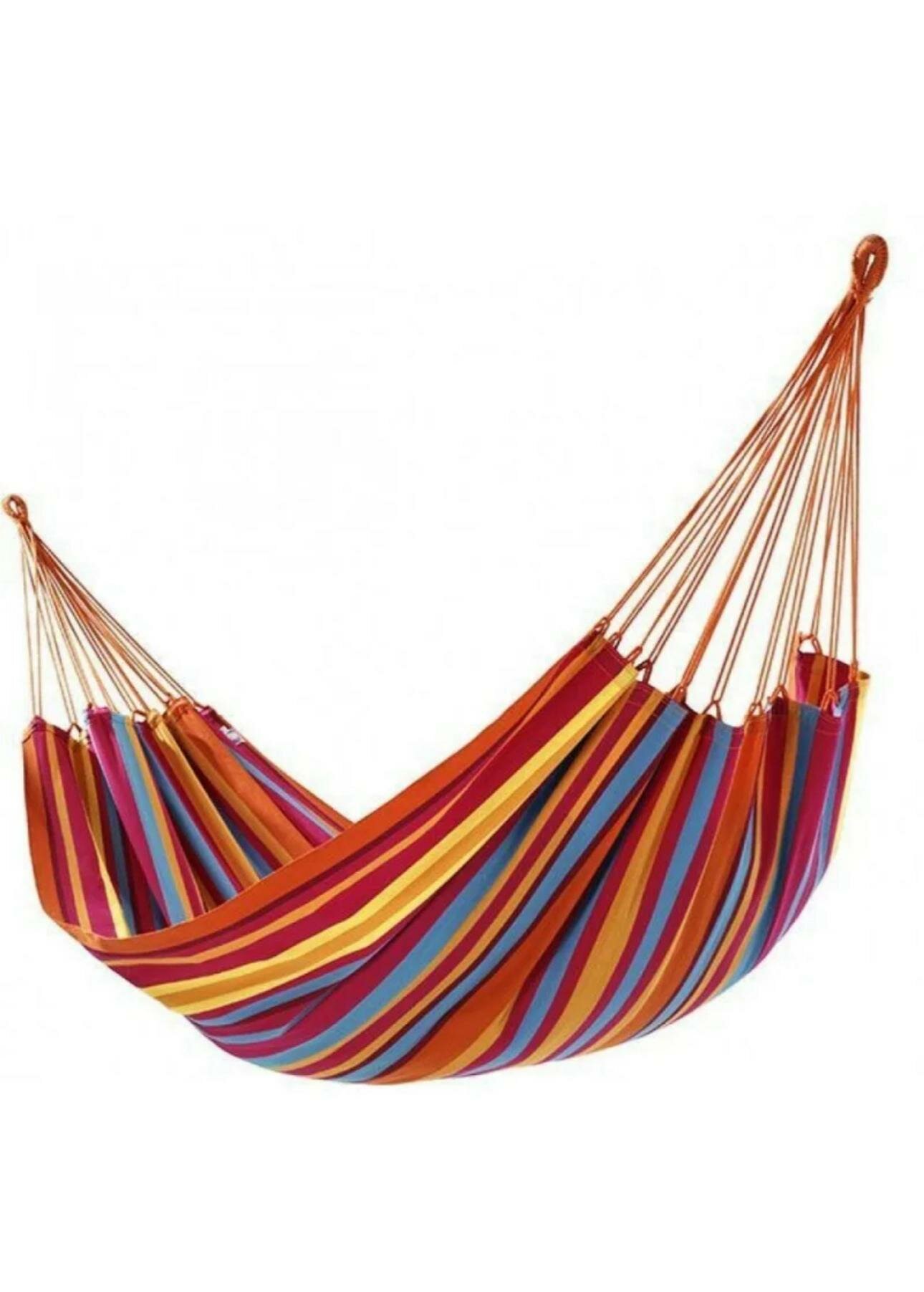 Гамак тканевый подвесной с деревянными планками без каркаса. HS-3904