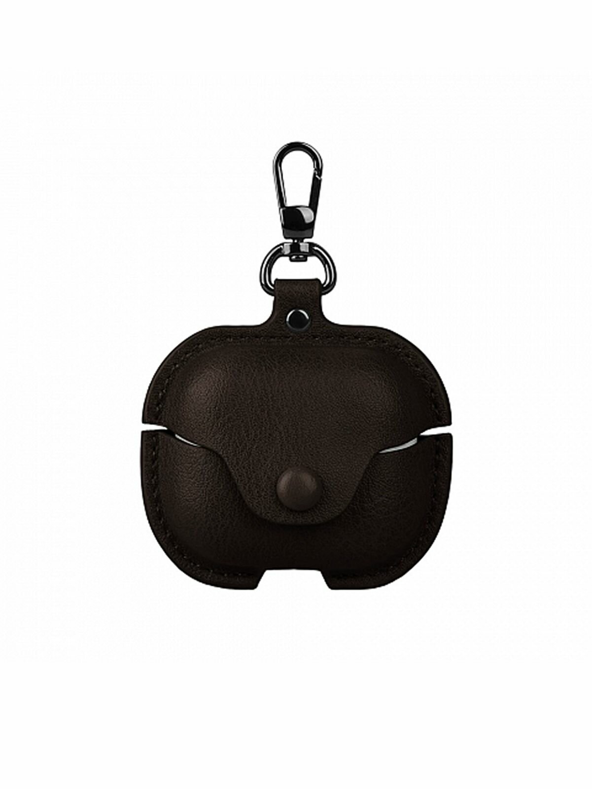 Чехол для наушников Samsung Galaxy Buds 3/3 Pro , эко кожа на кнопке с карабином, темно-коричневый