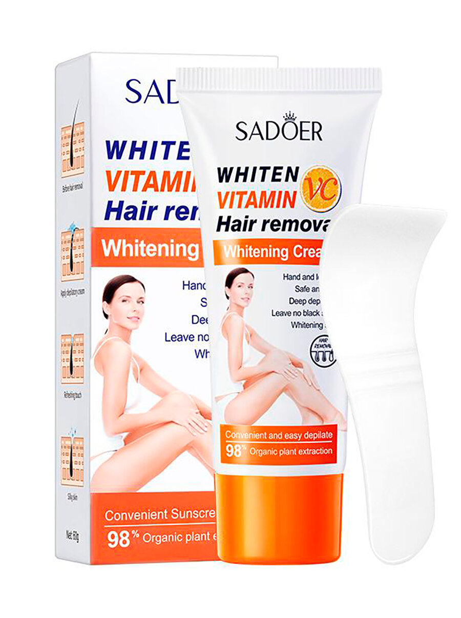 Крем-депилятор SADOER, для удаления волос, с витамином C, гипоаллергенный