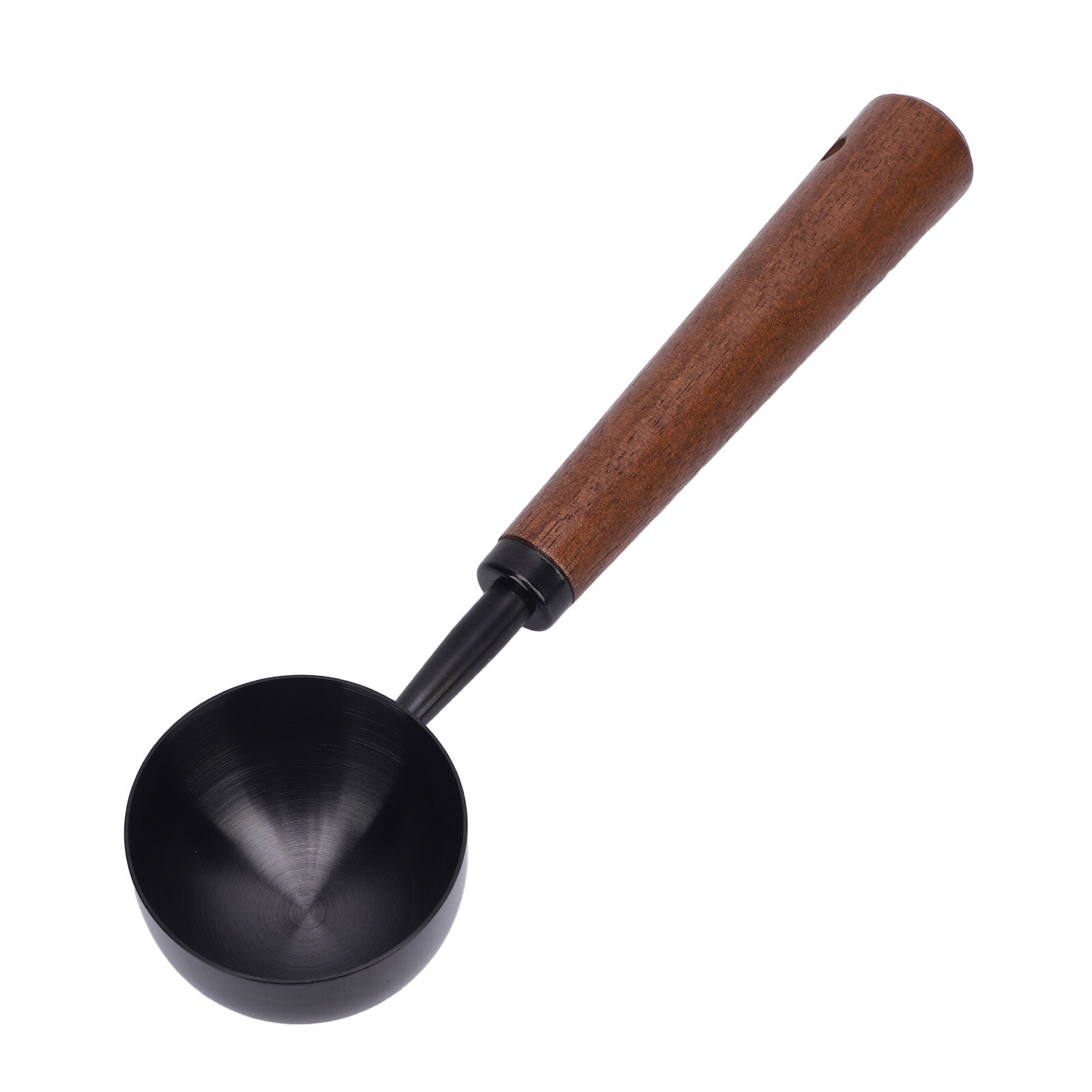 Мерная ложка для кофе из нержавеющей стали 304 с длинной деревянной ручкой, многофункциональная кофейная ложка для домашней кухни, большого размера, черная