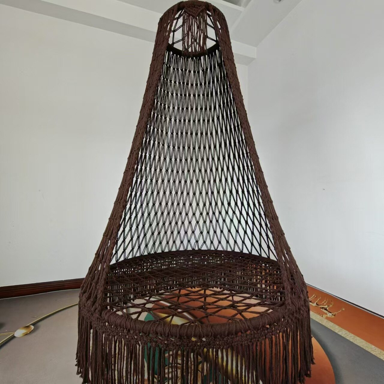 Гамак "Современный минимализм", сетка, металлический каркас, диаметр 100см, цвет коричневый, без подушки