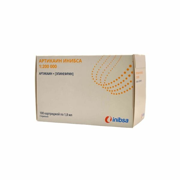 Артикаин Инибса раствор для инъекций картридж 40мг+0,005мг/мл 1,8мл 100шт