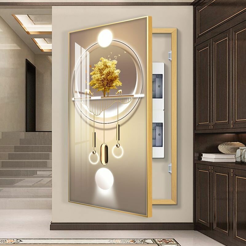 Картина-щиток для электросчётчика 60x80см: маскировка, алюминиевая рама, левое открывание, бессверльный монтаж, гидроопора