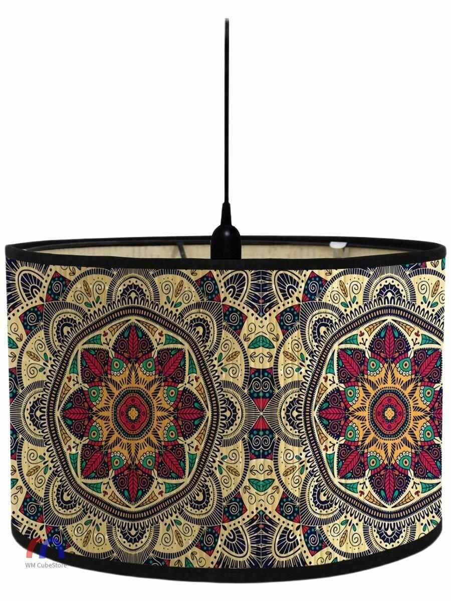 Винтажный бамбуковый плетеный абажур "Мандала" в стиле бохо для подвесных светильников в спальню и гостиную