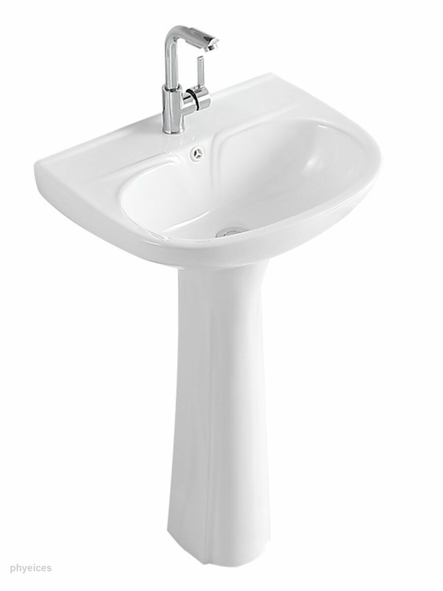 Белый керамический умывальник Раковина на пьедестале для ванной комнаты 50X40X77cm