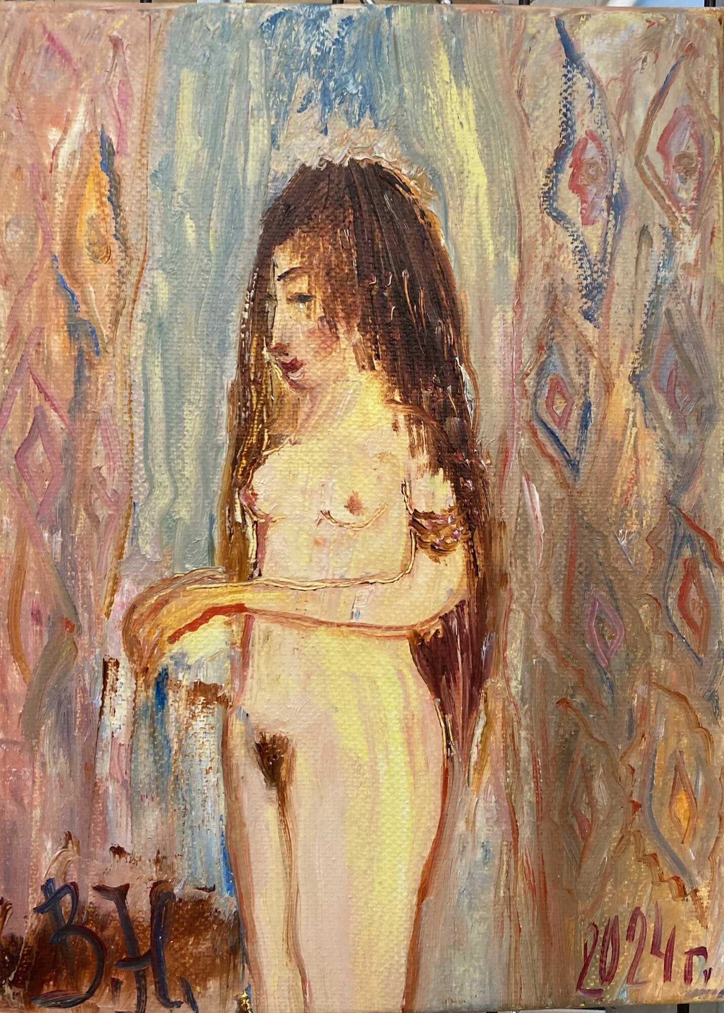 Картина в раме. Ню. 24/18. Холст/масло. Художник Васильчикова Н