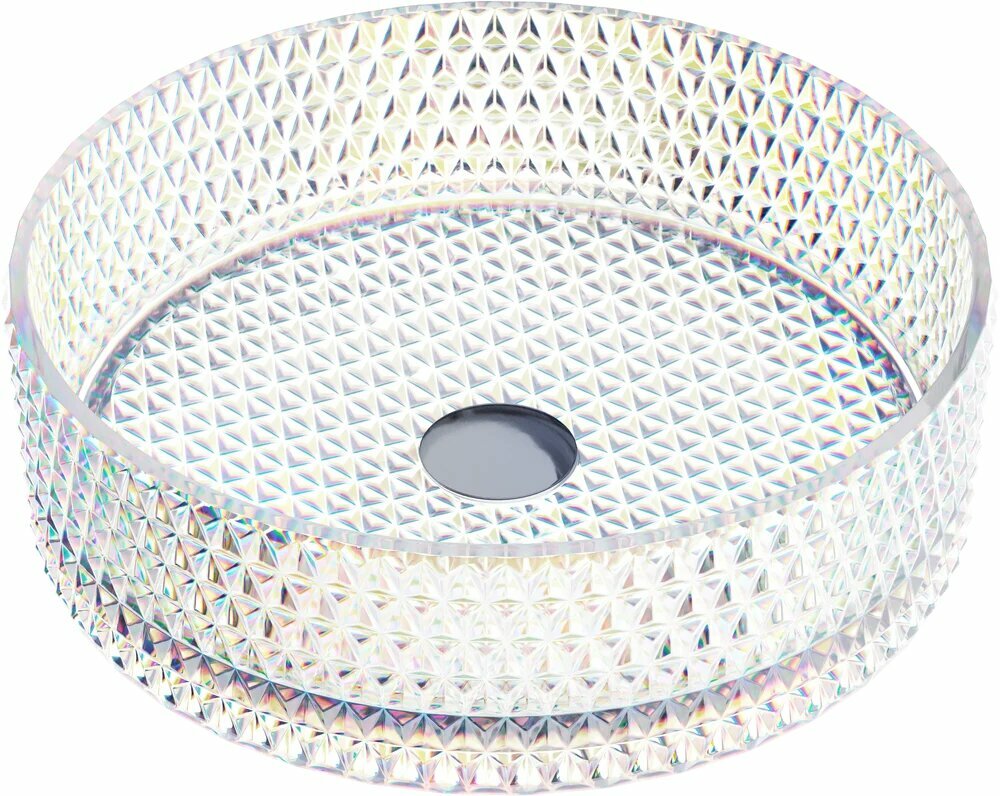Накладная раковина Ceramicanova Cristal CN6059 36 стеклянная, без отверстия под смеситель, раковина для ванной, 36 см, круглая