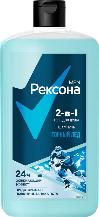 Гель для душа и шампунь мужской рексона Men Горный лед 2в1, 750мл