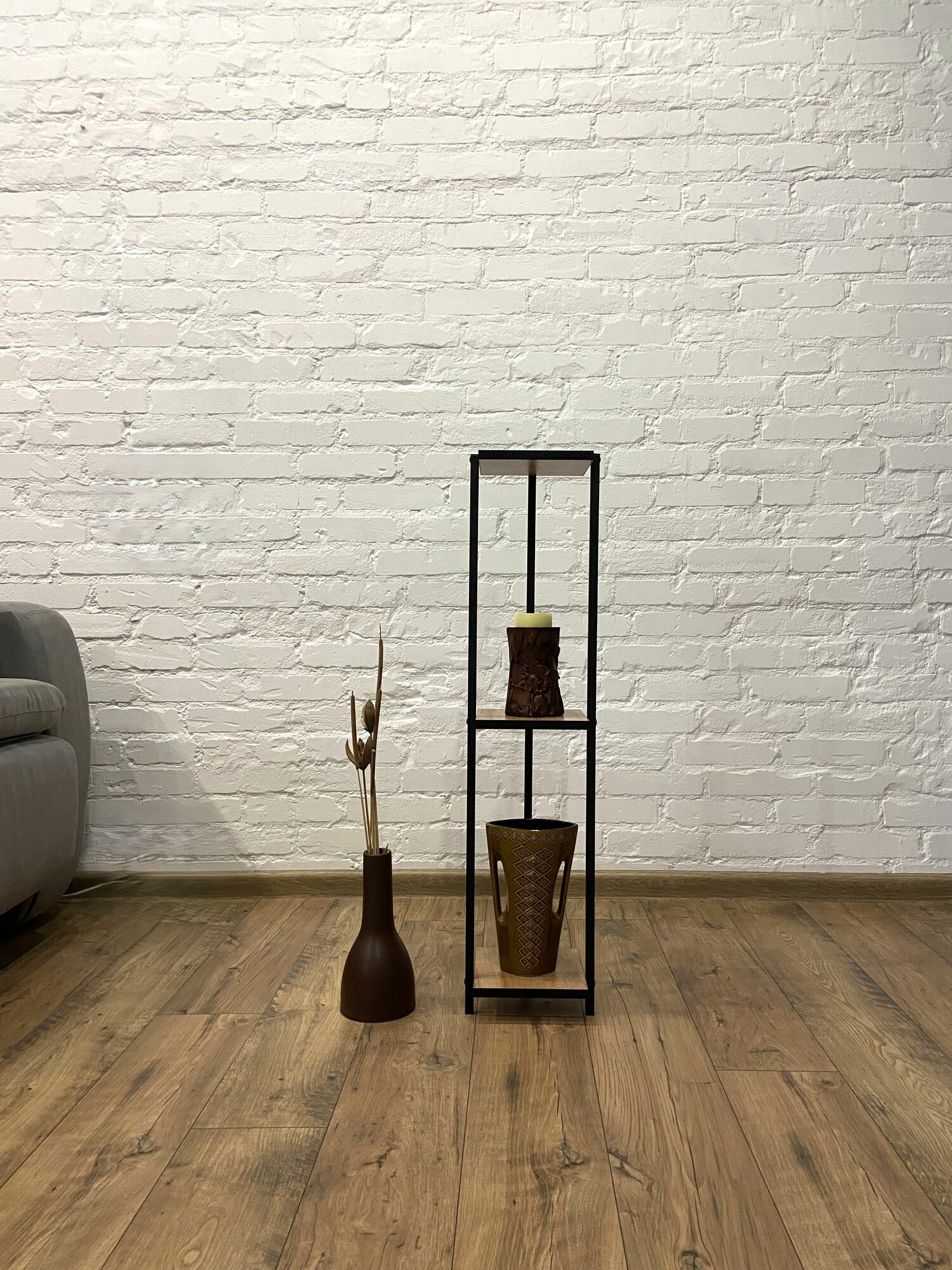 Стеллаж-этажерка 3 секции, полки 20 20 см из ЛДСП, металлический каркас, компактная, лёгкая, прочная