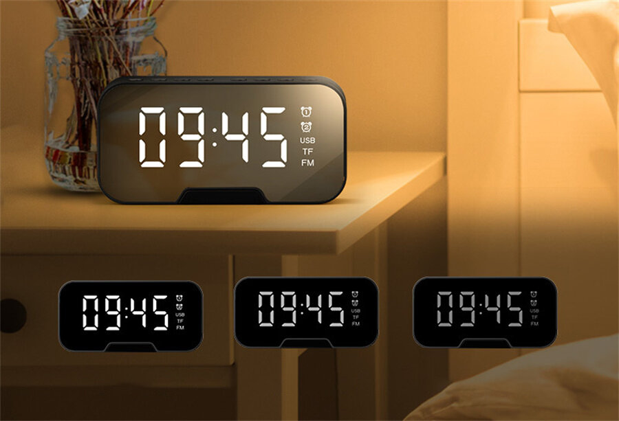 Зеркальные Часы Bluetooth Беспроводной Динамик Голосовая Трансляция Звука Будильника Новый