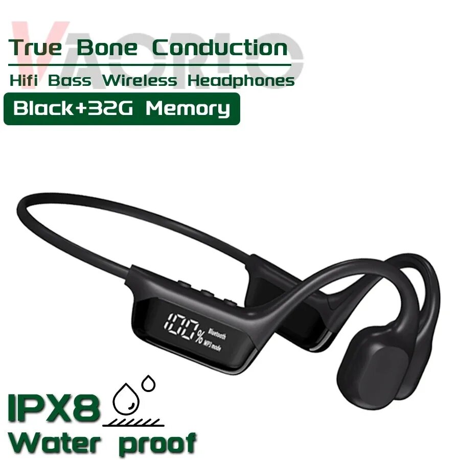 Костные наушники Black 32GB, IPX8, Bluetooth