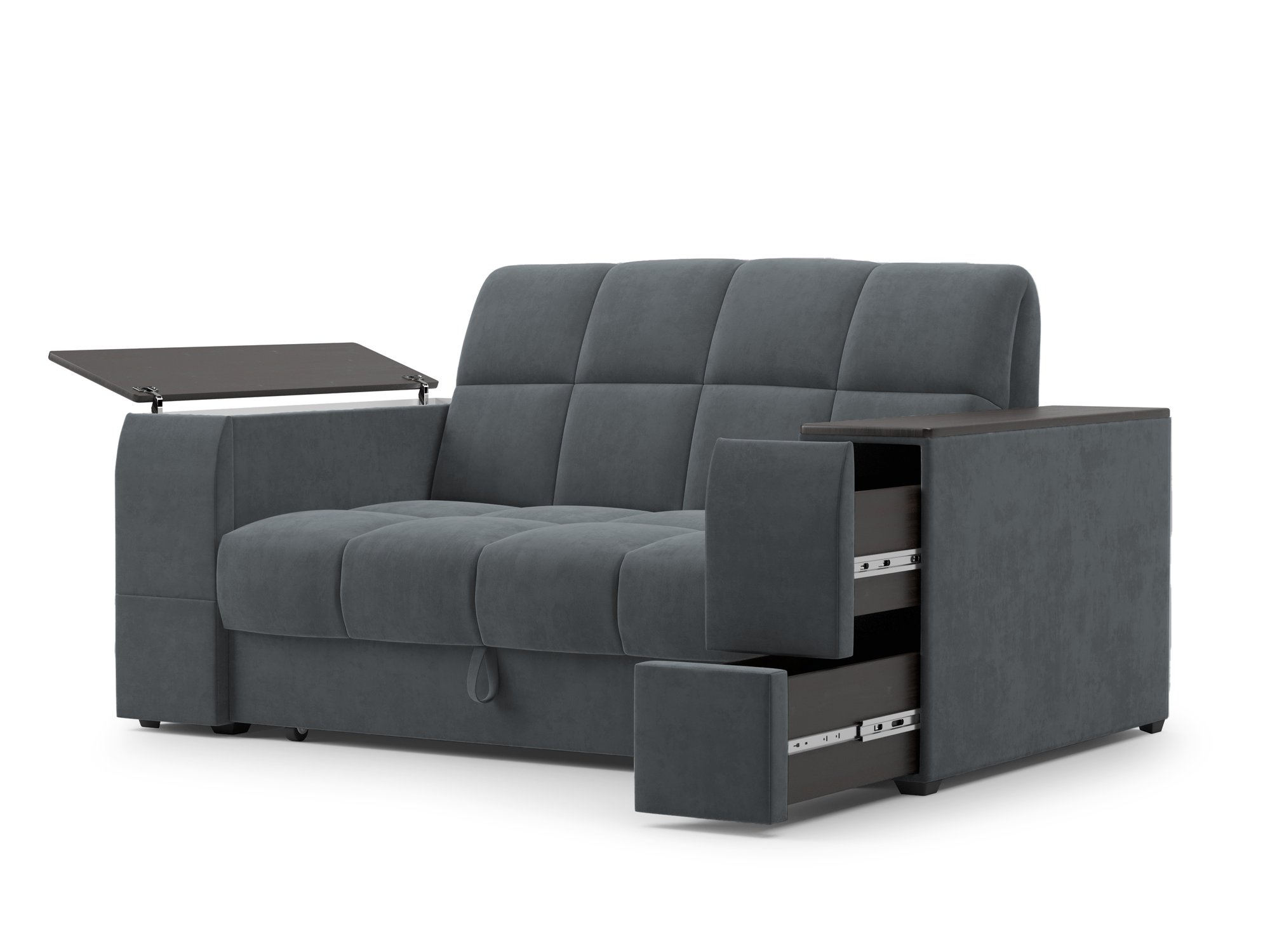 Диван-кровать Флай, аккордеон, ортопедическое основание, подлокотники короб+ящики, 120*200, съемный чехол, велюр