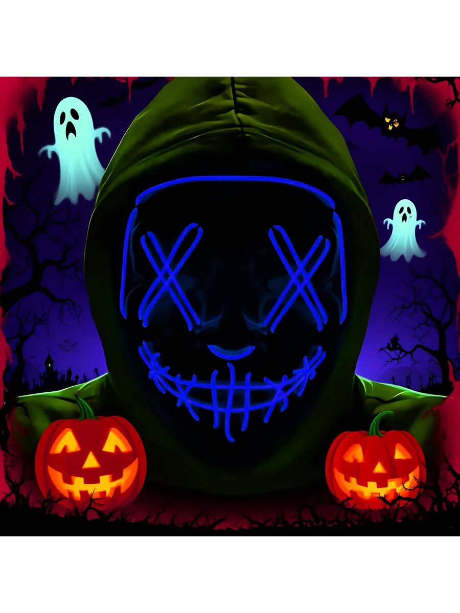 Светодиодная светящаяся в темноте маска для Хэллоуина