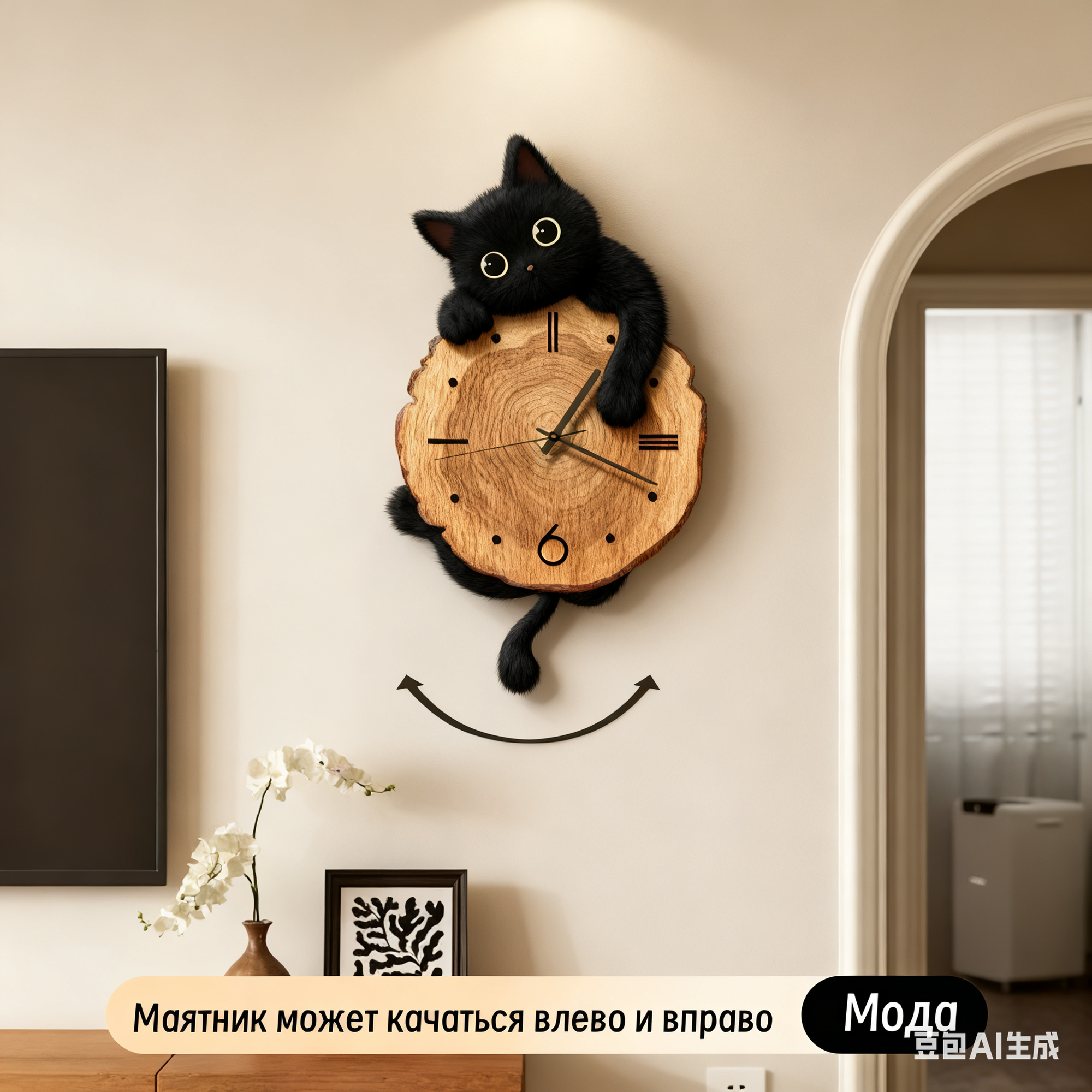 Настенные часы "CAT", 50 см х 28 смНастенные часы "CAT", 50 см х 28 см