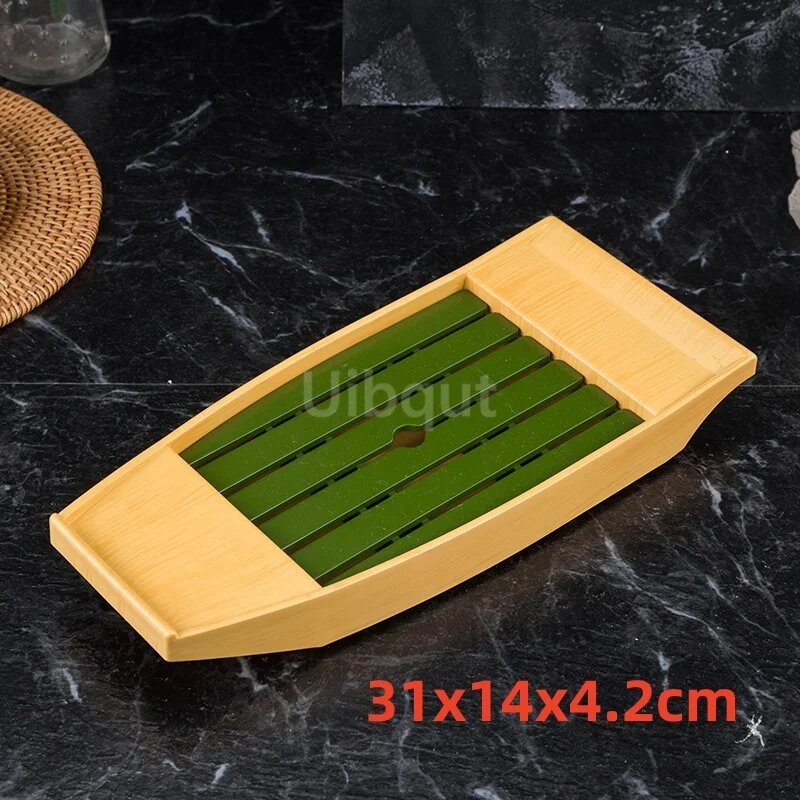 Черно-красная лодка для суши-сашими, ледяная еда, тарелка для морепродуктов, лосось, поднос для сашими, японский контейнер для еды, декор бочки для суши, лодка, 19