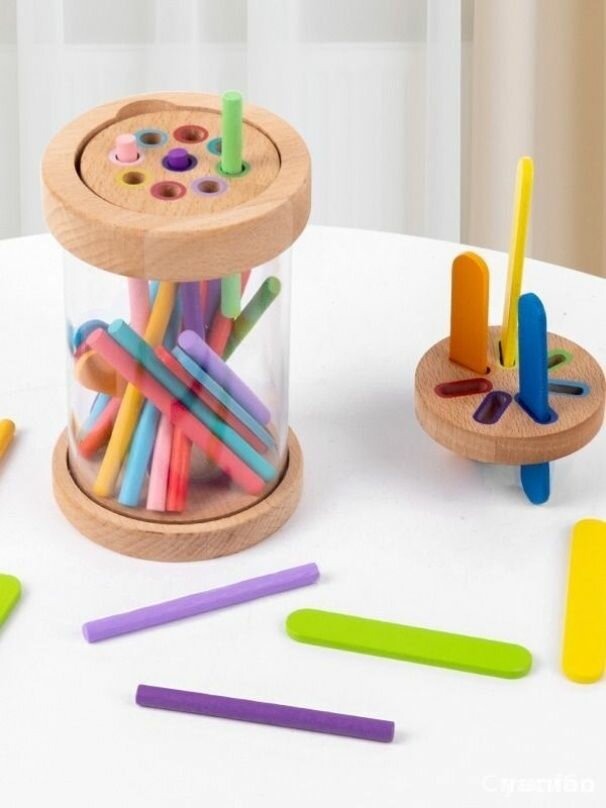 Эксклюзивные чашки для сортировки и палочки игровые деревянные по методике Монтессори