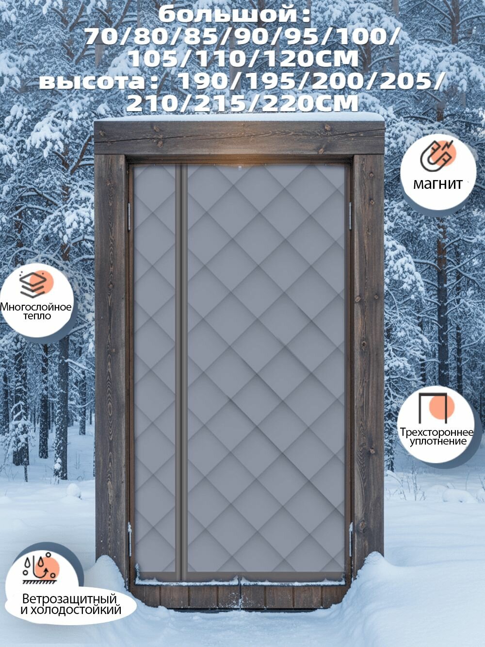 Теплая Штора На Входную Дверь Утепленная 90 205CM, Магнитная дверная шторка с боковым открыванием