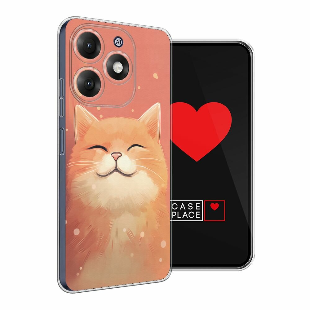 Чехол на Itel A70 / Ител А70 с принтом "Довольный рыжий котик" — фото 1