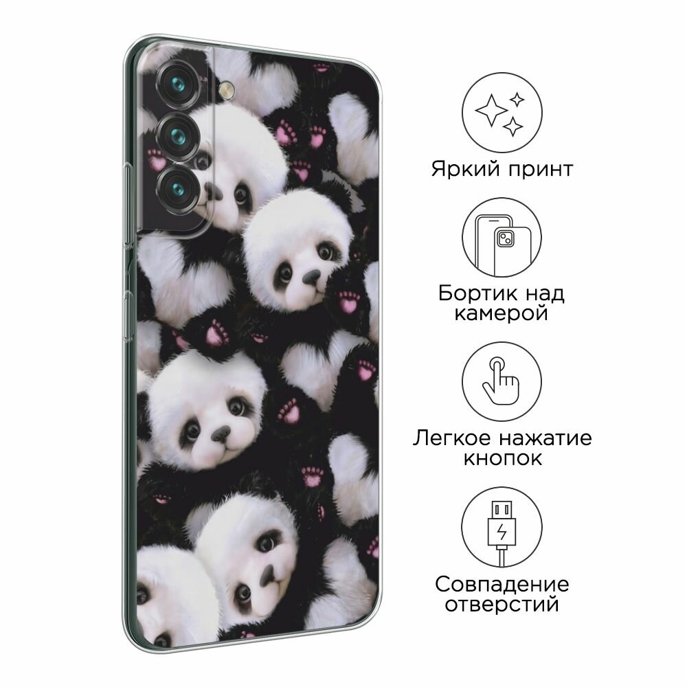 Чехол на Samsung Galaxy S22 / Самсунг Галакси S22 с принтом "Море панд" — фото 1