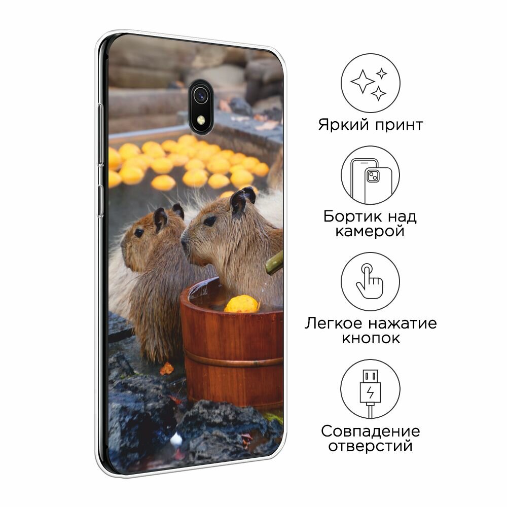 Чехол на Xiaomi Redmi 8A / Сяоми Редми 8А с принтом "Капибары отмокают" — фото 1