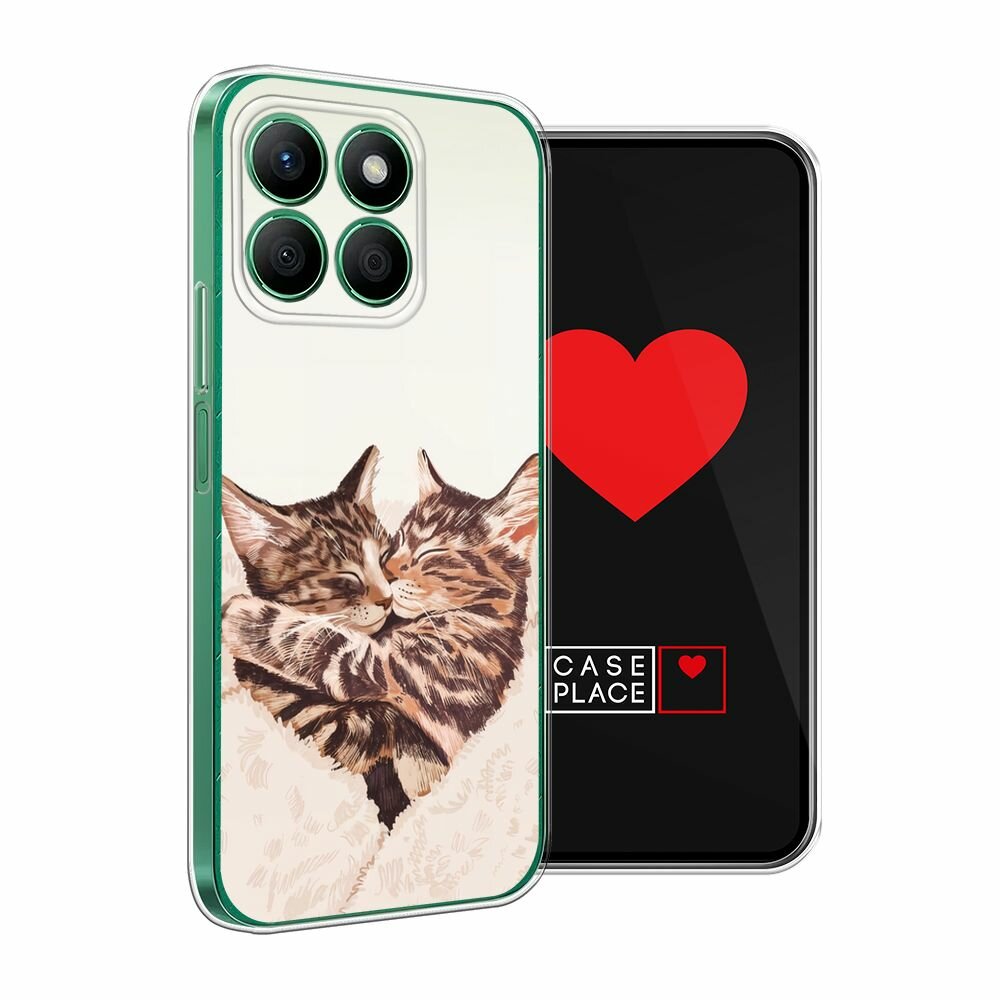Чехол на Honor X8B / Хонор X8B с принтом "Влюбленные котейки - 14 февраля" — фото 1